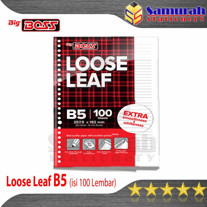 Loose Leaf B5 100 Big Boss Besar Bergaris / Kertas isi Binder File Ukuran B5 isi 100 Lembar ...
