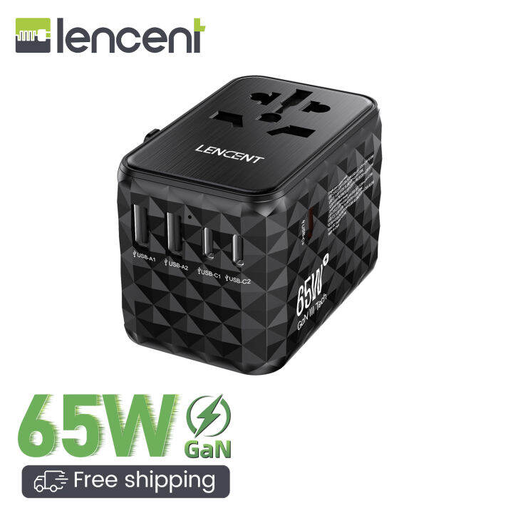 LENCENT 65W International Travel Adapter, GaN Universal Travel Adapter ...