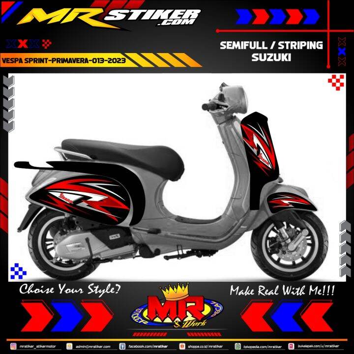 Decal Stiker Motor Vespa Sprint-Primavera Custom Decal Variasi Racing ...