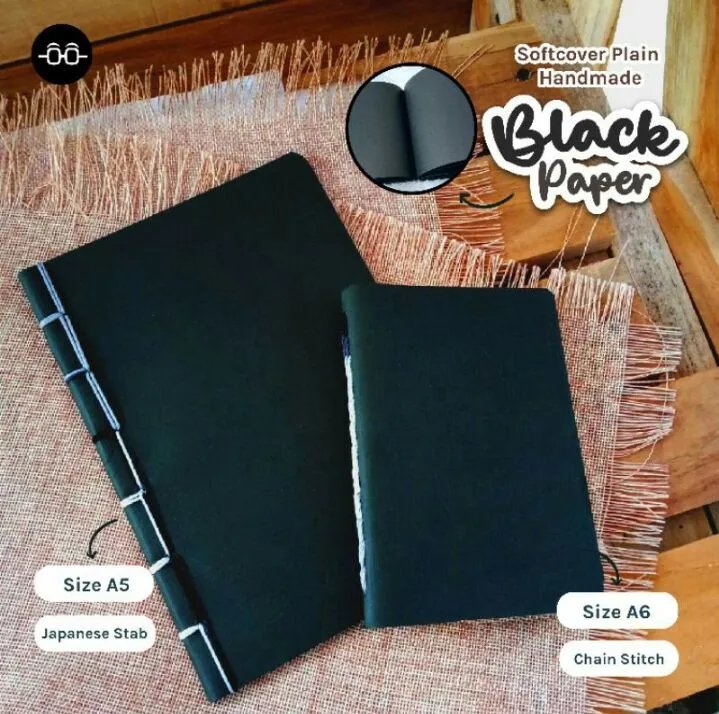 BUKU Tulis HITAM POLOS Softcover A5 HVS HITAM Polos 80 gsm Handmade 38 ...