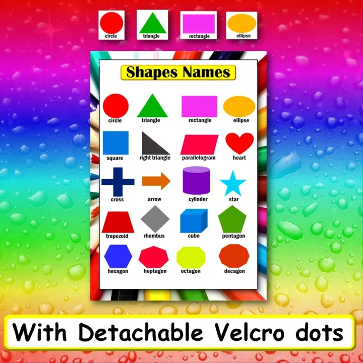 Shapes educational activity laminated chart with velcro pairs for ...
