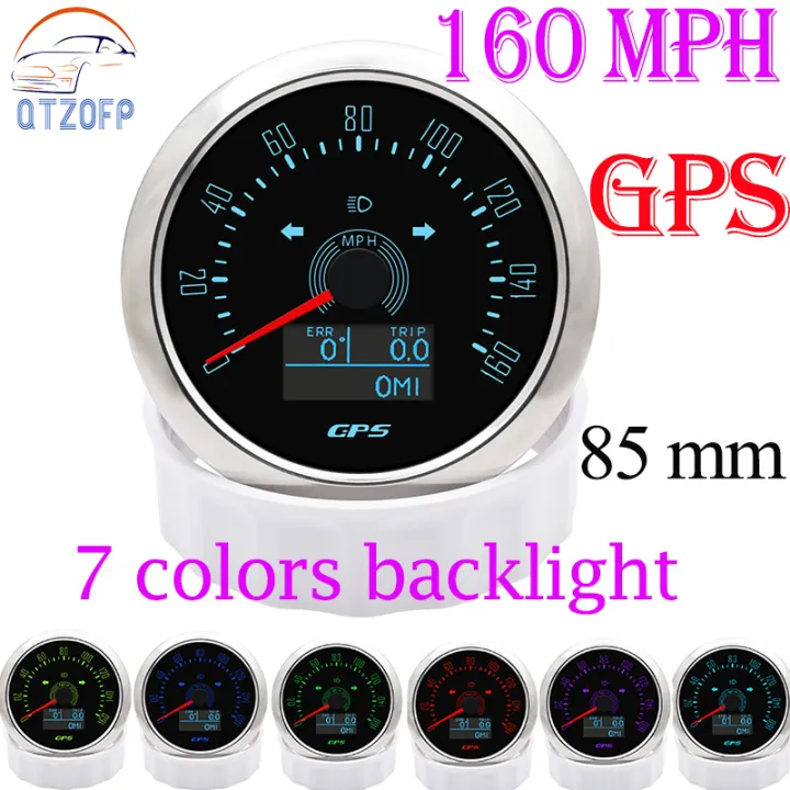 85มม. 160 MPH Meter G-P-S Speedometer พร้อมเสาอากาศ7สี Backlight Speed ...