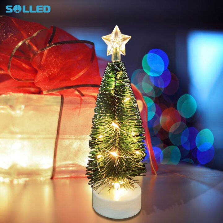 SOLLED 3ชิ้น Led มินิต้นคริสต์มาสสก์ท็อปเครื่องประดับตกแต่งอุปกรณ์ถ่าย ...