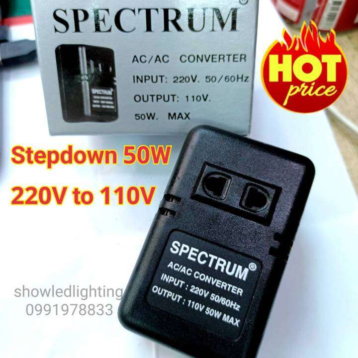 SPECTRUME Converter Step Down 220V to 110V 50W [ Made in Thailand แท้ 100%] Transformer หม้อแปลง ...