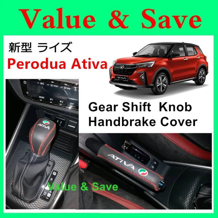 Perodua Ativa Gear Shift Knob Cover Handbrake Cover Protector Red Black ...