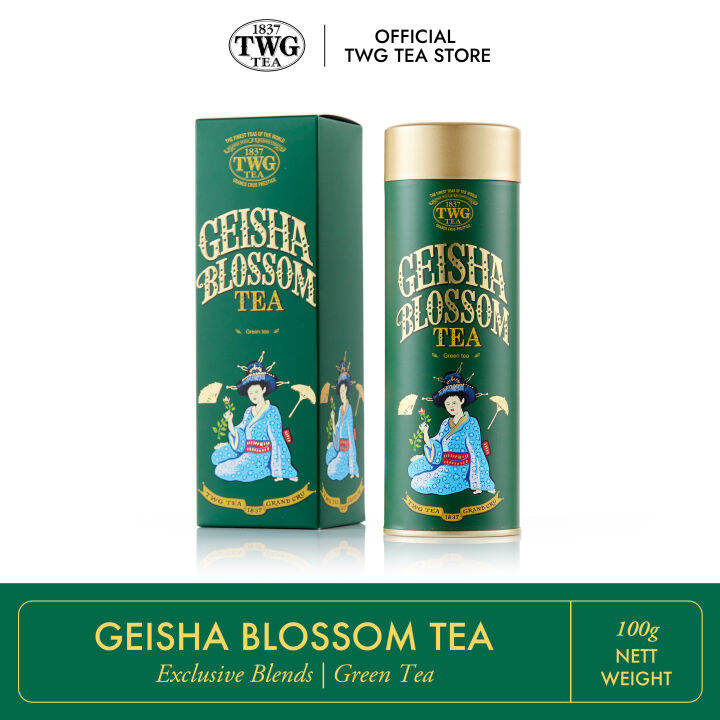 TWG Tea | Geisha Blossom Tea, Loose Leaf Green Tea Blend in Haute Couture Tea Tin Gift, 100g ...