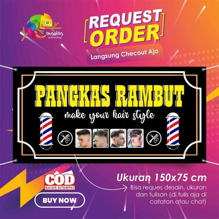 Spanduk, Banner Pangkas Rambut, Potong Rambut Hair Style Bisa Custom ...