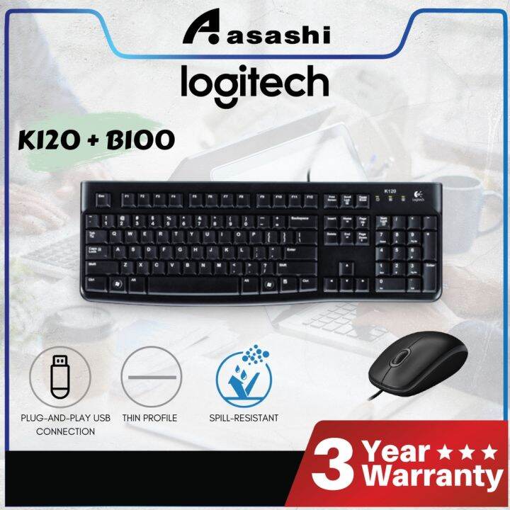 Logitech K120 USB Wired Keyboard + B100 Logitech Mice combo | Lazada