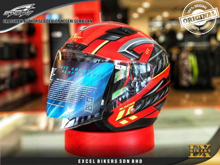 GRACSHAW HELMET GENNEX G535 DOUBLE VISOR HELMET BLAZING RED DJR RED ...