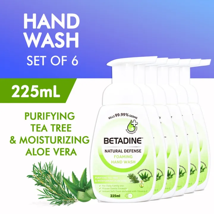 BETADINE® Natural Defense Foaming Hand Wash Tea Tree 225mL Set of 6 ...