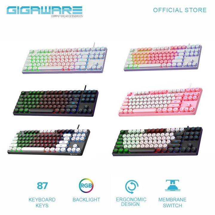 【READY STOCK】 ☼Dark Alien DK100 87 Keys Retro Punk Keyboard RGB LED Suspended Membrane Keyboard♨ ...