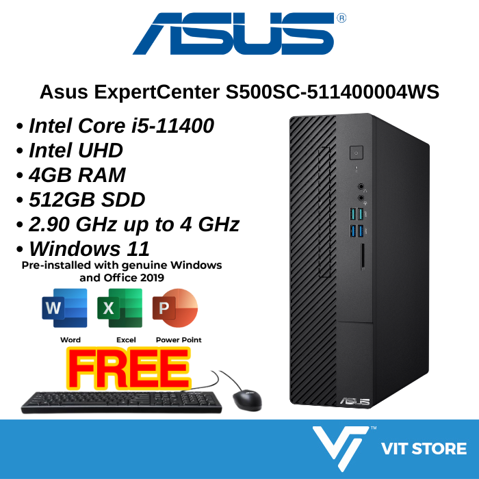 Asus ExpertCenter S500SC-511400004WS SFF Desktop PC Intel Core i5-11400 ...