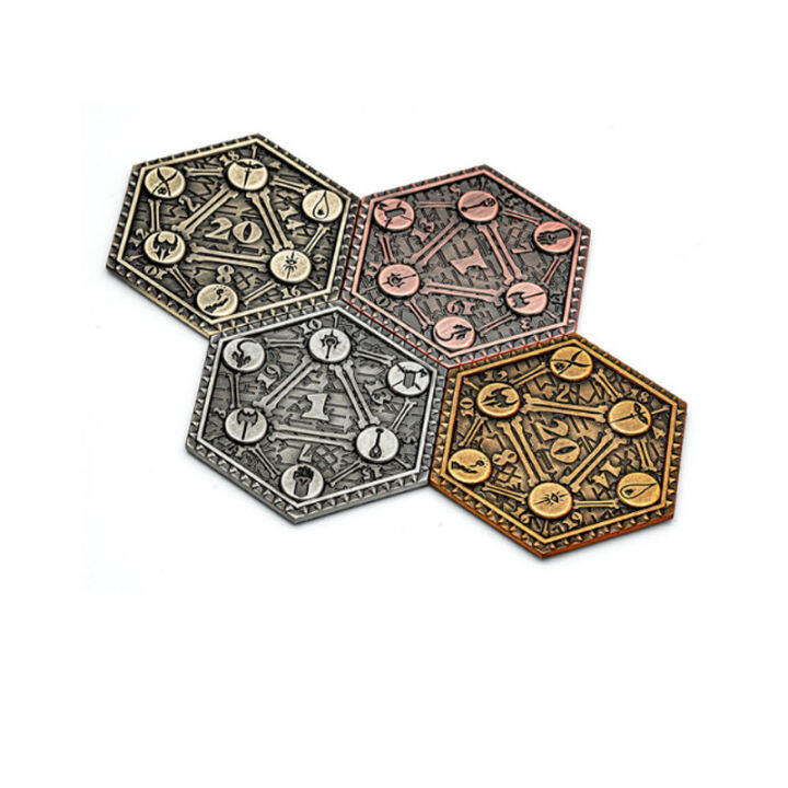 Mini Planet Metal DND Commemorative Coin D20 TRPG Board Game Accessories Hexagonal Double-Sided ...