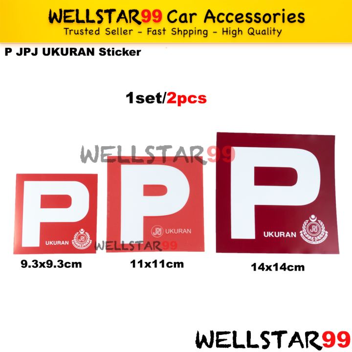 P Sticker For Car Motor Bike 2pcs JPJ UKURAN | Lazada