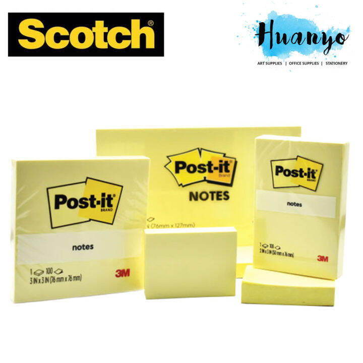 3M Scotch Yellow Sticky Notes (2X3 Inch/ 3X3 Inch/ 3X4 Inch) | Lazada