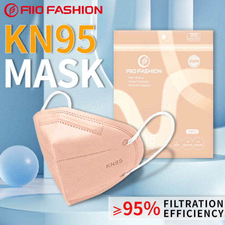 FIIO KN95 Mask Mask 3D Mask FDA Approved Multiple Colors 5 Layers Premium KN95 Balk and White ...