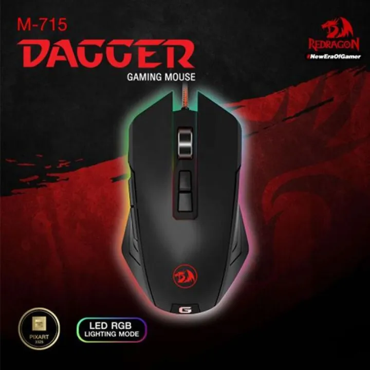 OPTICAL MOUSE REDRAGON M-715 Dagger RGB (Black) | Lazada.co.th