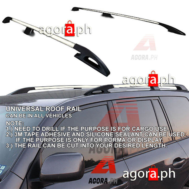 Universal Car Roof Rail BLACK Hard Steel or Aluminum SILVER 160 cm long ...