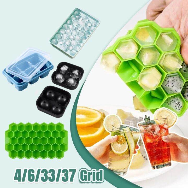 Ice Tray 4/6/33/37 Grids Honeycomb Shape Ice Cube Maker Silicone Ice ...