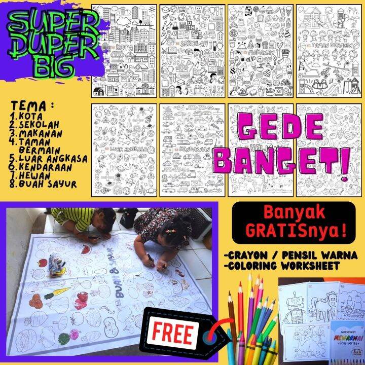 KERTAS MEWARNAI JUMBO Poster Mewarnai Raksasa Ukuran Besar Yukitadraw ...