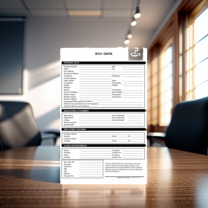 BIO DATA FORM 100 PCS | Lazada PH