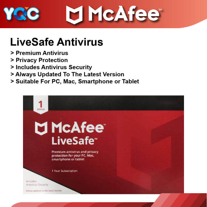 Mcafee Live Safe Premium Antivirus for Window Mac Smartphone Tablet ...