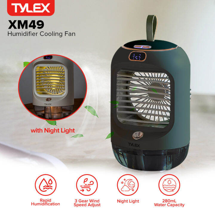 TYLEX XM49 Rotating Humidifier Cooling Fan Portable 3600mAh battery ...