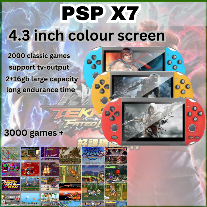 New X7 Game Console 4.3 Inch Children's Retro Arcade Double Rocker PSP Handheld Game Console ...