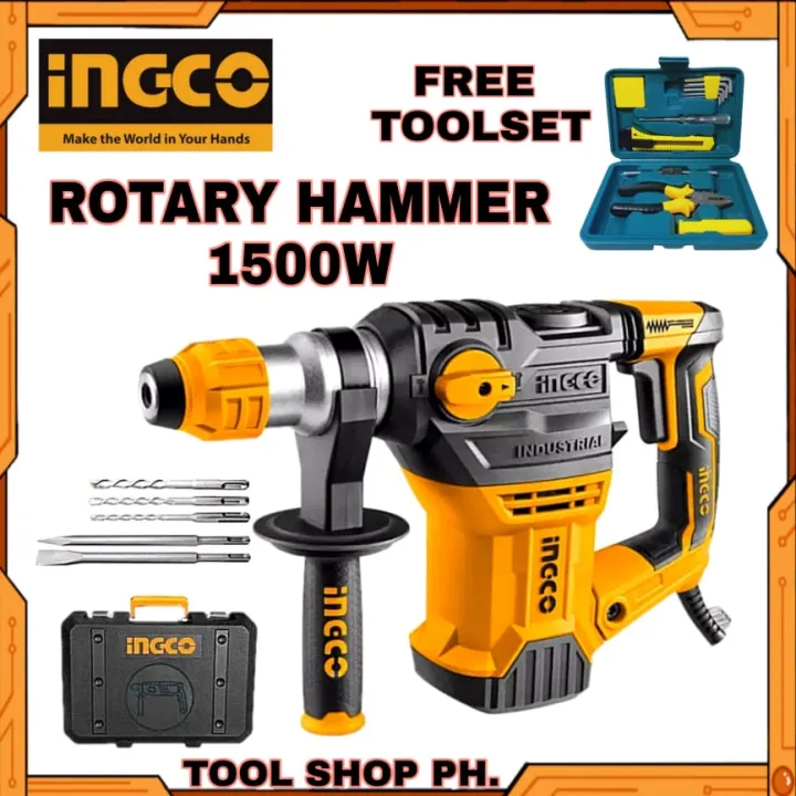 INGCO 1500W SDS Rotary Hammer INDUSTRIAL (RH150028) With Free Toolset ...