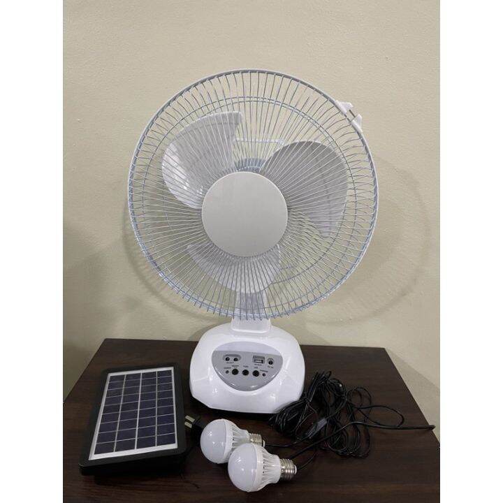 GDLITE Rechargeable Fan with Solar Panel GD-8016 with LED Light TWO LED ...