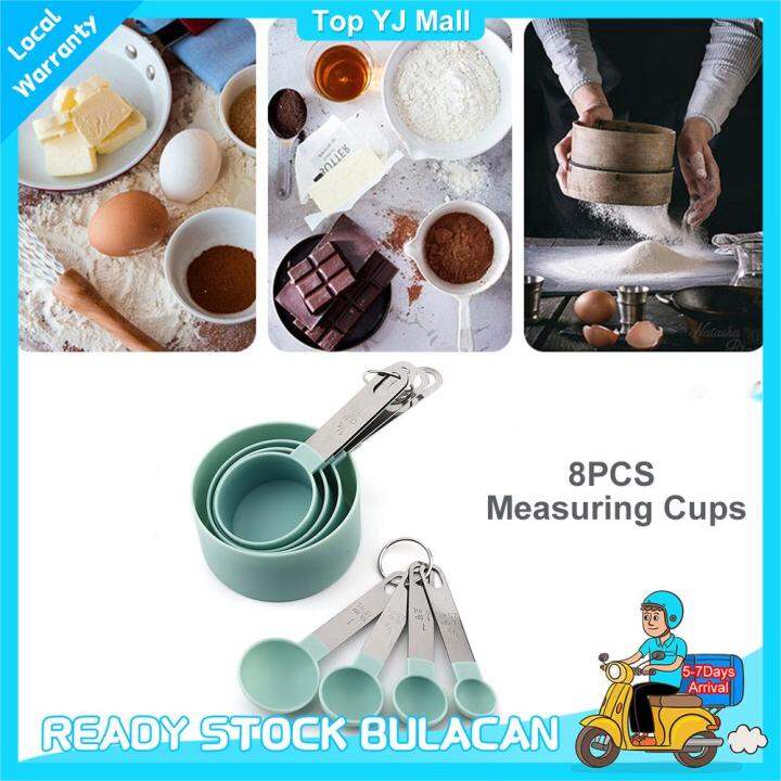 8pcs Measuring Cups and Measuring Spoons Stainless Steel for Baking ...