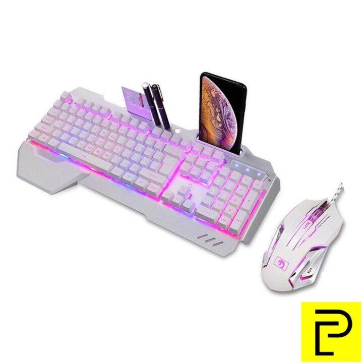 Popcorn 618 Wired Gaming Keyboard and Mouse Set 16 Pen and Phone Holder ...
