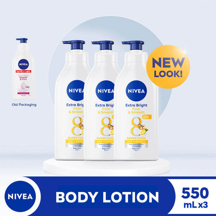 [PACK OF 3] NIVEA Body Extra Bright Firm and Smooth Lotion for saggy skin and wrinkles, 550ml ...