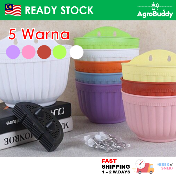 21cm Colorful Half Round Wall Pot Hanging Plastic / Pasu Plastik ...