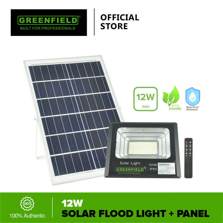 Greenfield Solar Floodlight +Solar Panel 12W | Lazada PH
