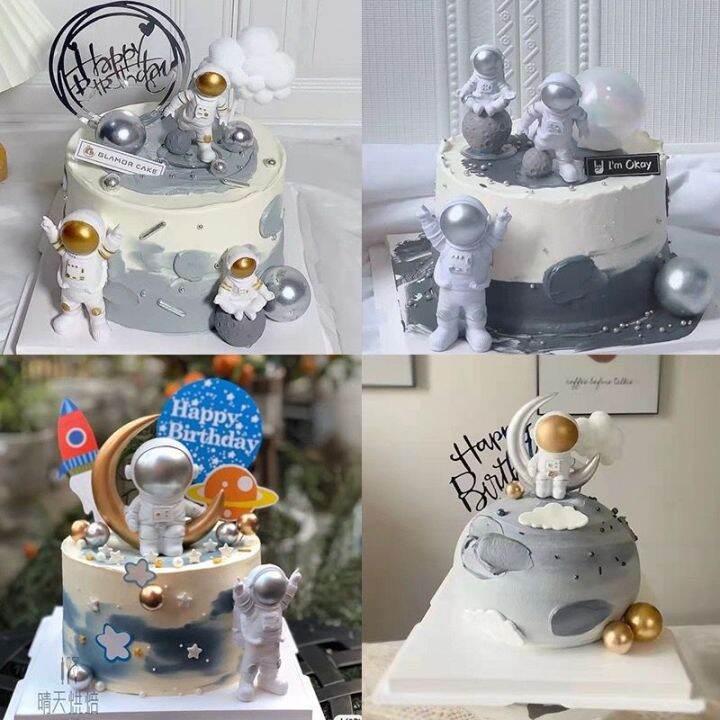 Set Topper Kue Figure Astronot Figure Rocket Roket Luar Angkasa topper ...