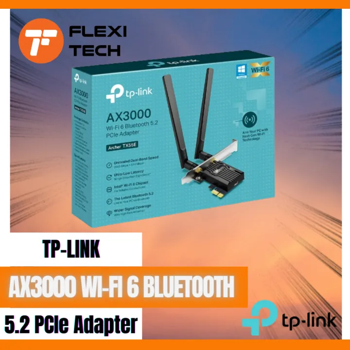 Flexi Tech TP-LINK Archer TX55E AX3000 Wi-Fi 6 Bluetooth 5.2 PCIe ...