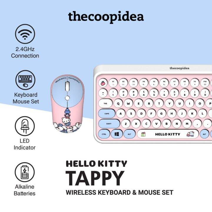 thecoopidea x Sanrio TAPPY Wireless Keyboard & Mouse Set - Hello Kitty ...