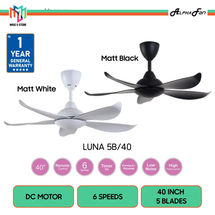 Alpha Vannus Luna 5B/40 Ceiling Fan 5 Blades 40 Inch 5 Speeds - LUNA5B ...