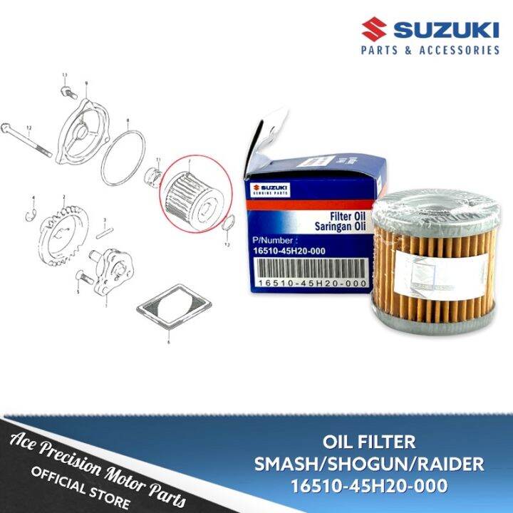 SUZUKI GENUINE OIL FILTER SMASH/SHOGUN/RAIDER150/GIXXER 16510-45H20-000 ...