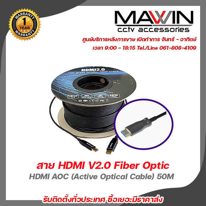 Mawin สาย HDMI V2.0 Fiber Optic HDMI AOC (Active Optical Cable) 50M รับ ...