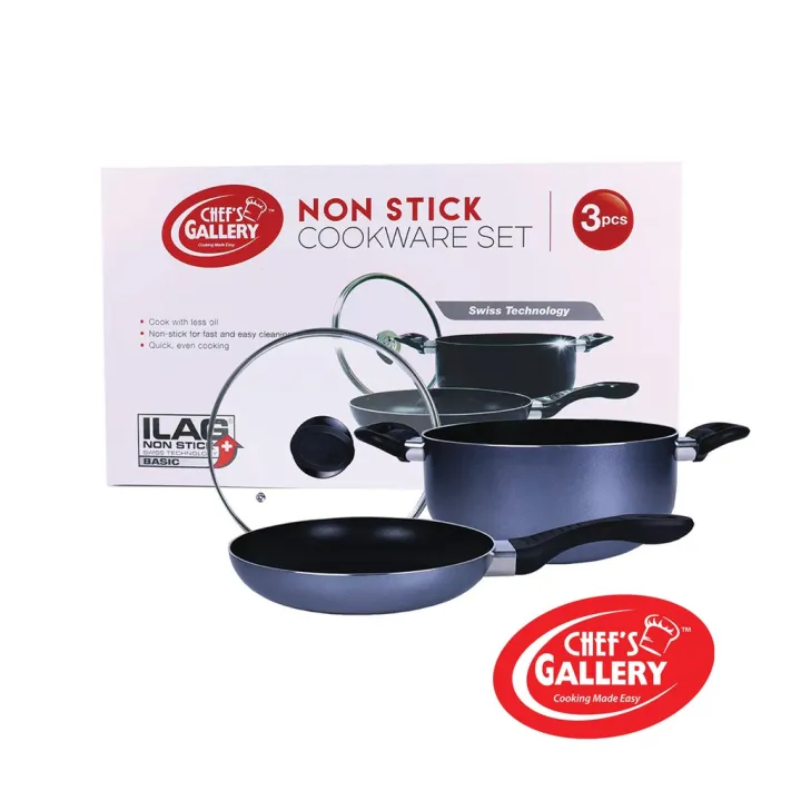 Chef's Gallery ILAG Non-Stick Cookware Set 3pcs | Lazada PH