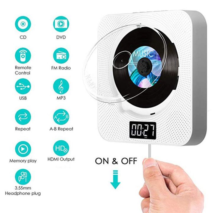 Elife เครื่องเล่น Dvd/cd แบบพกพาเครื่องเล่นเพลง CD ติดผนังพร้อมรีโมท ...