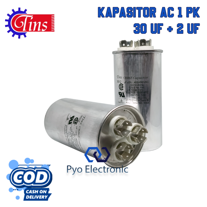 KAPASITOR AC DOUBLE UNTUK AC 1 PK 30 + 2 UF CAPASITOR AC SEGALA MEREK ...