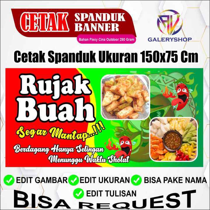 spanduk banner jualan rujak buah ,petis dll 150x 75 cm | Lazada Indonesia