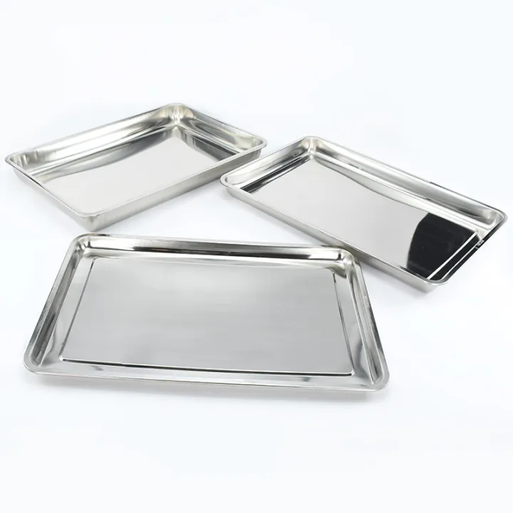 304 Plat Stainless Steel Restoran Kantin Nasi Tray Persegi Panjang ...