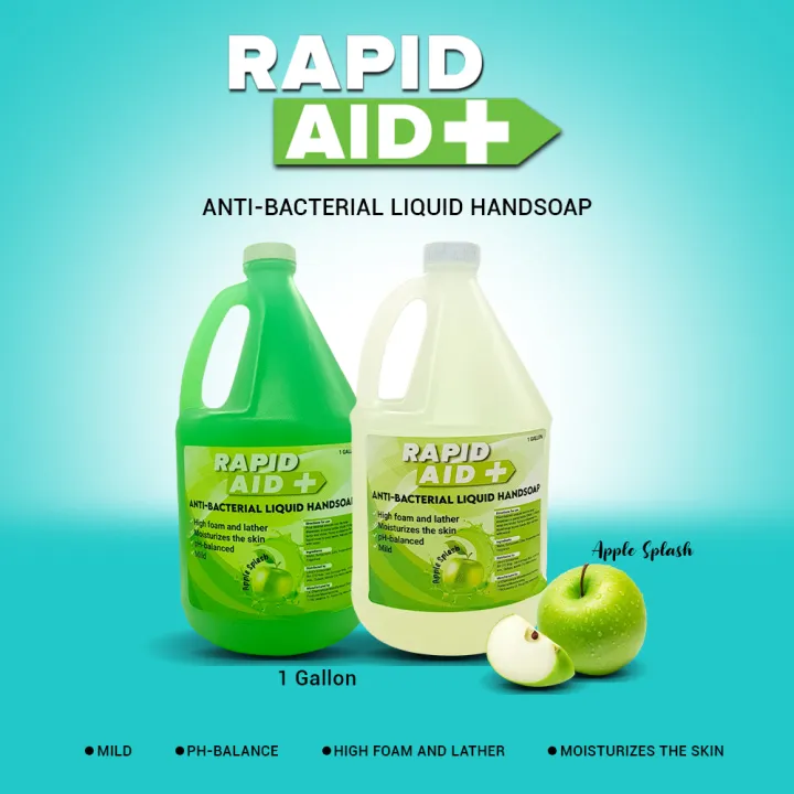 Rapid Aid Antibacterial, Mild Baby Liquid Hand Soap / Wash (Fresh Green Apple) with Moisturizer ...