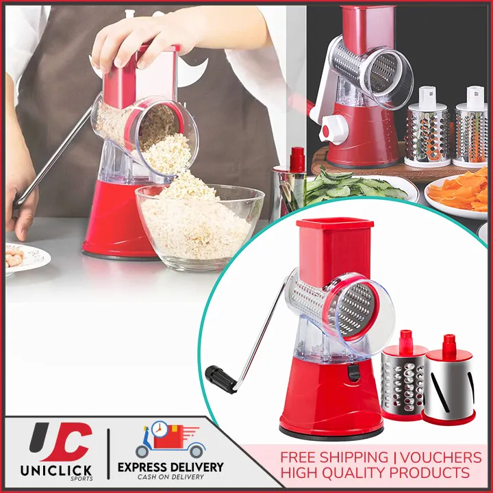 Tabletop Drum Grater Mandolin Fruit Vegetable Slicer with 3 Stainless ...