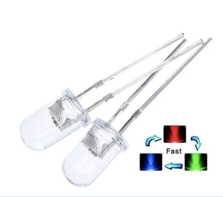 10pcs Fast 5mm Clear RGB LED Flash Bright 2p 2 pin 2pin Warna Colorful ...