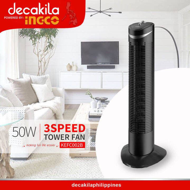 Decakila by INGCO KEFC002B Electric Tower Fan 50W with 3 Speed Setting ...